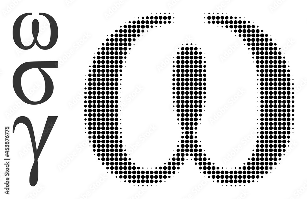 Vecteur Stock Halftone Omega Greek lowercase letter. Dotted Omega Greek ...
