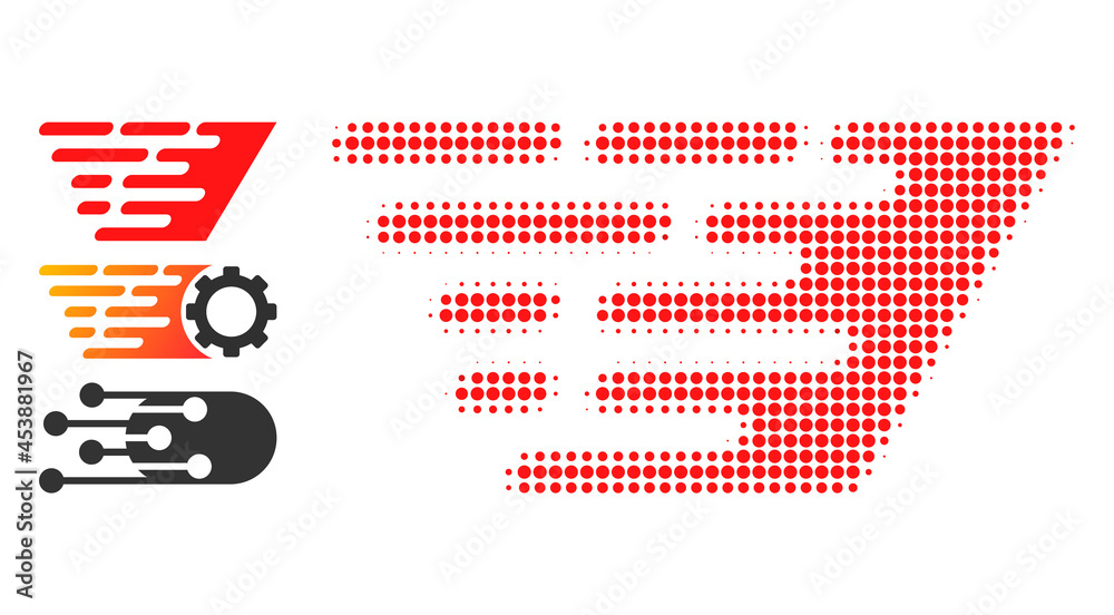 Halftone rush effect. Dotted rush effect constructed with small circle ...