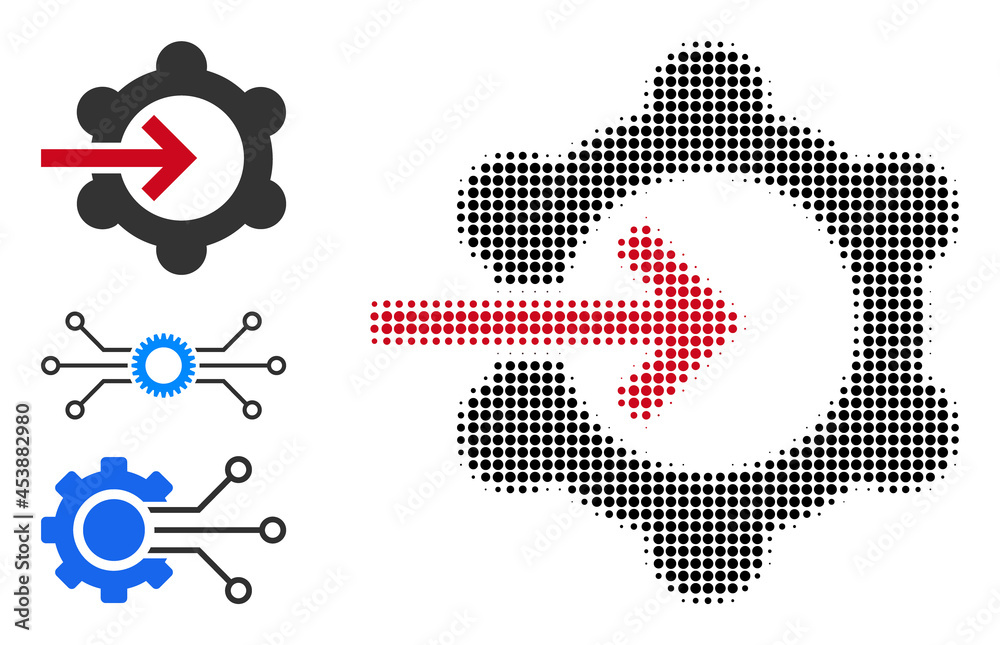 Halftone gear wheel integration. Dotted gear wheel integration designed ...