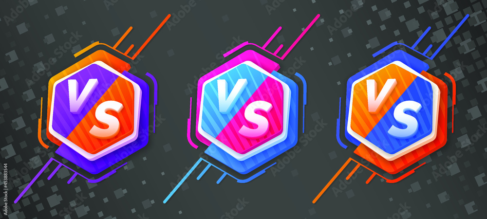 Versus monograms on divided hexagon with asymmetric decorative elements ...