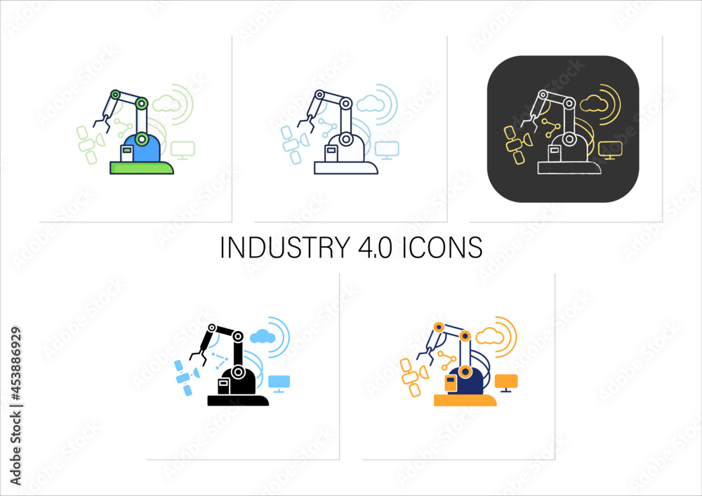Industry 4.0 icons set.Cyber physical system. Connectivity.Smart ...