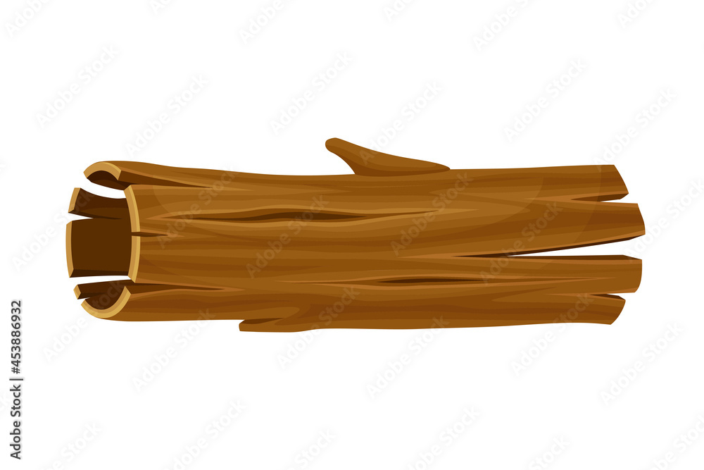 Old and Hollow Log with Bark as Forest Element Vector Illustration ...