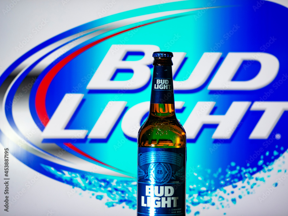 In this photo illustration, the Bud Light beer bottle seen displayed on ...