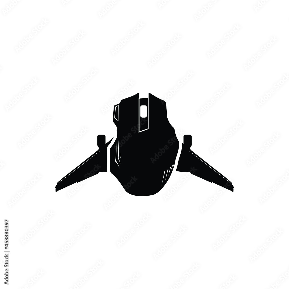 black mouse computer device with a pair of wing in the body for gaming ...