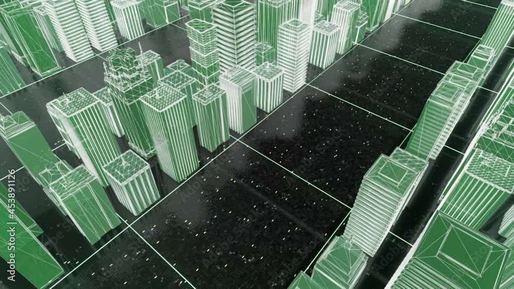 Digital city abstract 3D hologram, technology and connection concept ...
