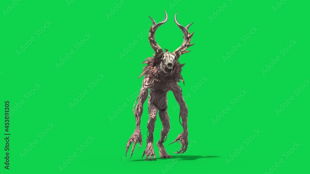 Wendigo Green Screen Walkcycle Loop 3D Rendering Animation Stock Video ...