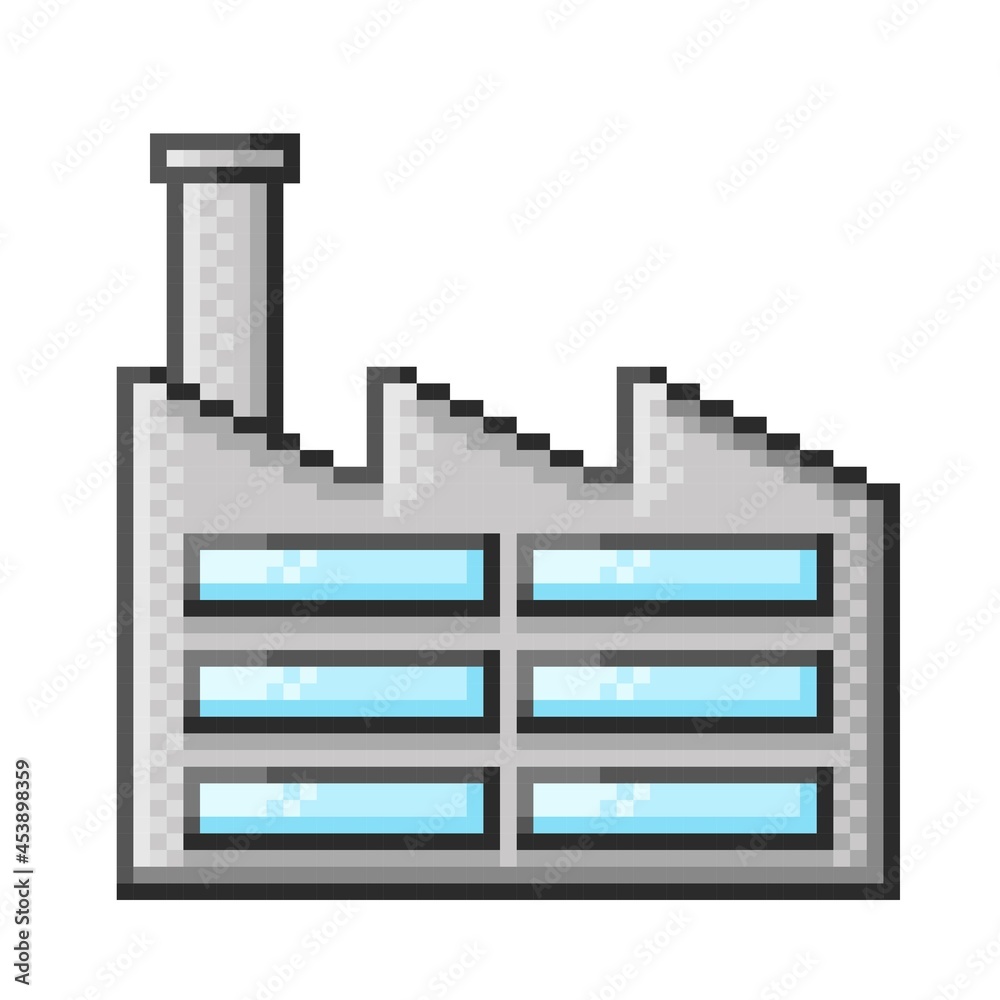 Building pixel art. Factory pixel art. Icon Building. Vector ...