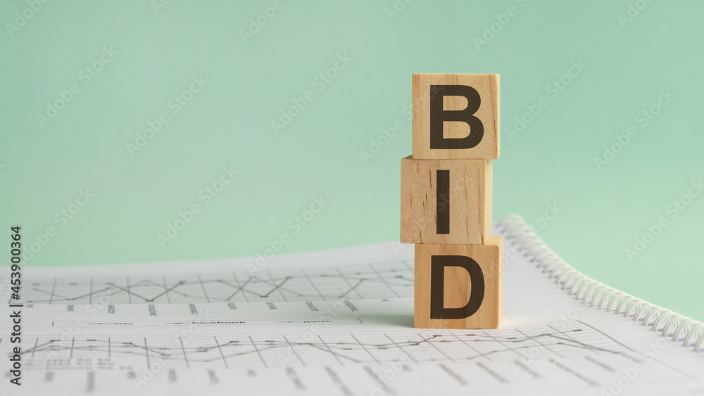 BID - on wooden cubes the inscription is a proposal. concept on cubes ...