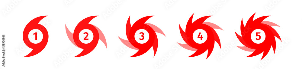 Vettoriale Stock Vector illustration - set of hurricane scale ...