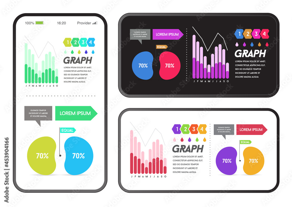 Application with Infographics Elements and Objects Set in User ...