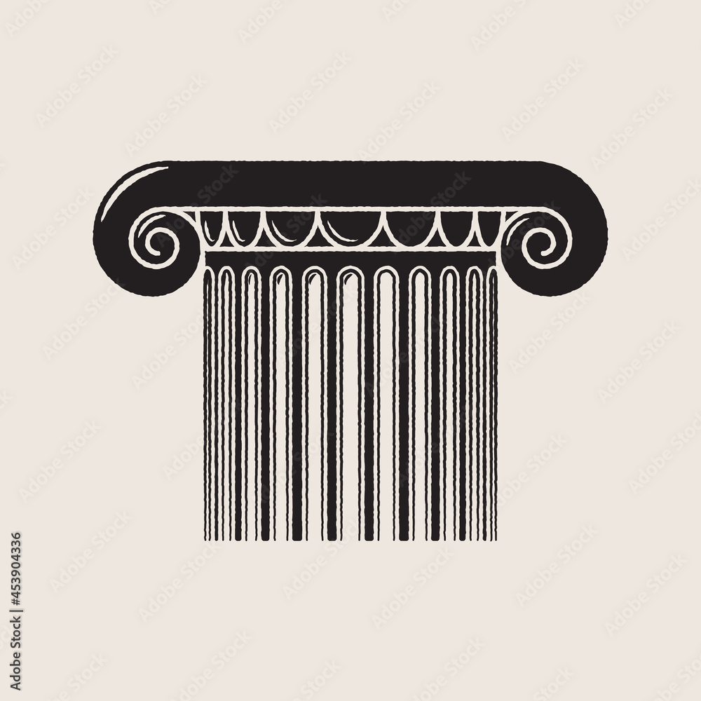Classical architecture column head, hand drawn vector illustration ...