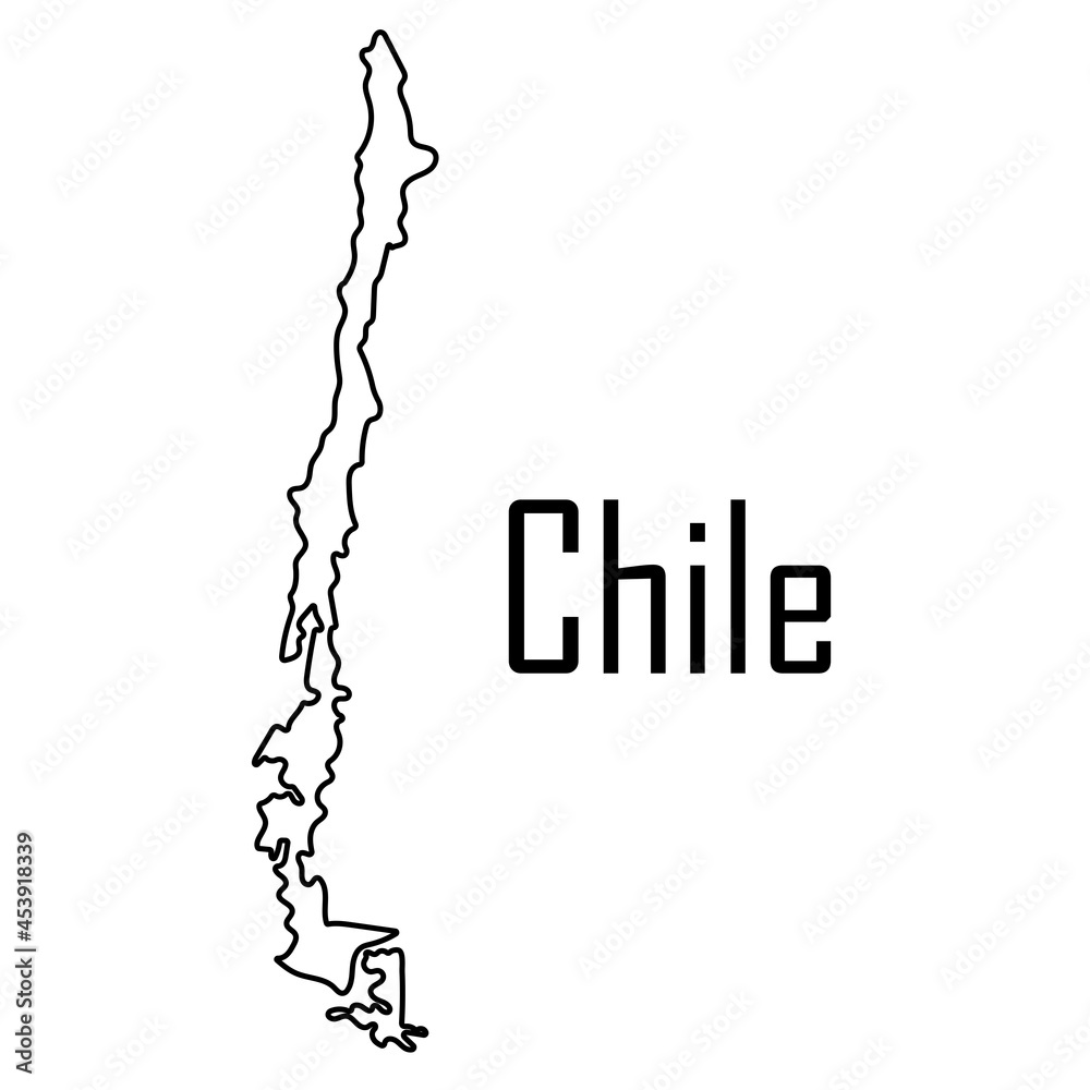 Chile map icon, vector illustration in black isolated on white ...