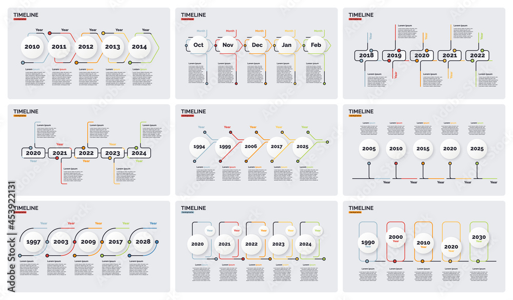 Vector timeline minimal infographic concept templates with five periods ...
