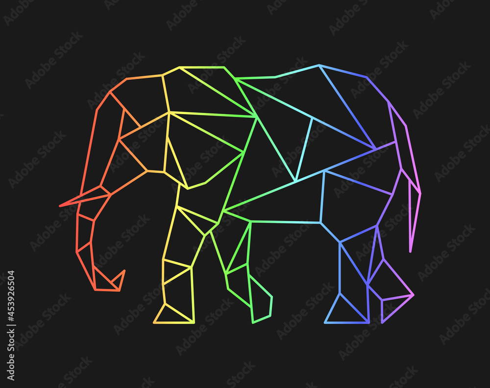 Polygon elephant. Low poly animal. Geometric logo icon. Origami style ...
