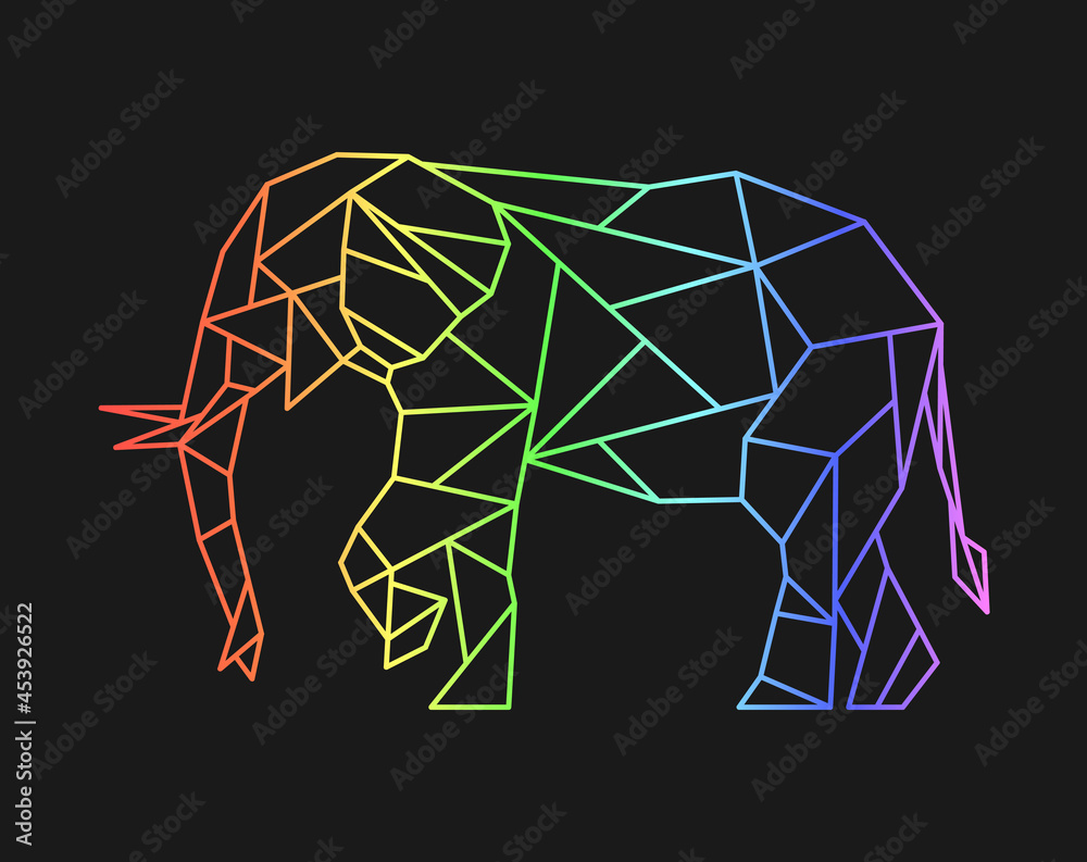 Polygon elephant. Low poly animal. Geometric logo icon. Origami style ...
