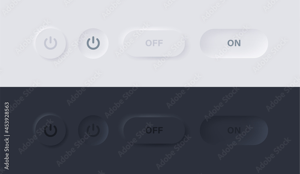 Vetor de power icon button with neumorphism design. turn on off buttons ...