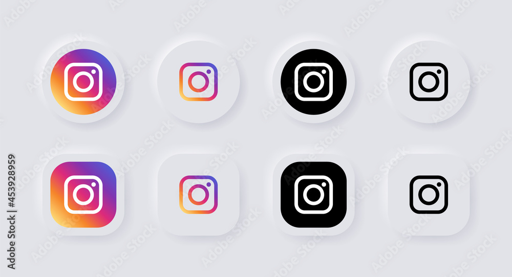 instagram logo for social media icons in neomorphism buttons ...