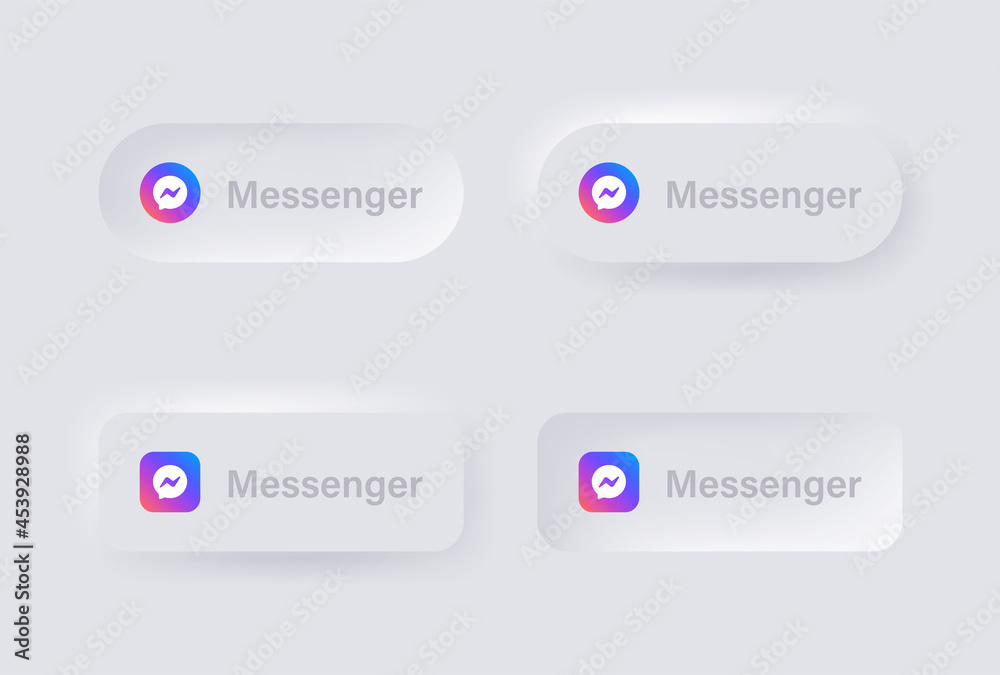 messenger logo banner for social media icons in neomorphism buttons ...