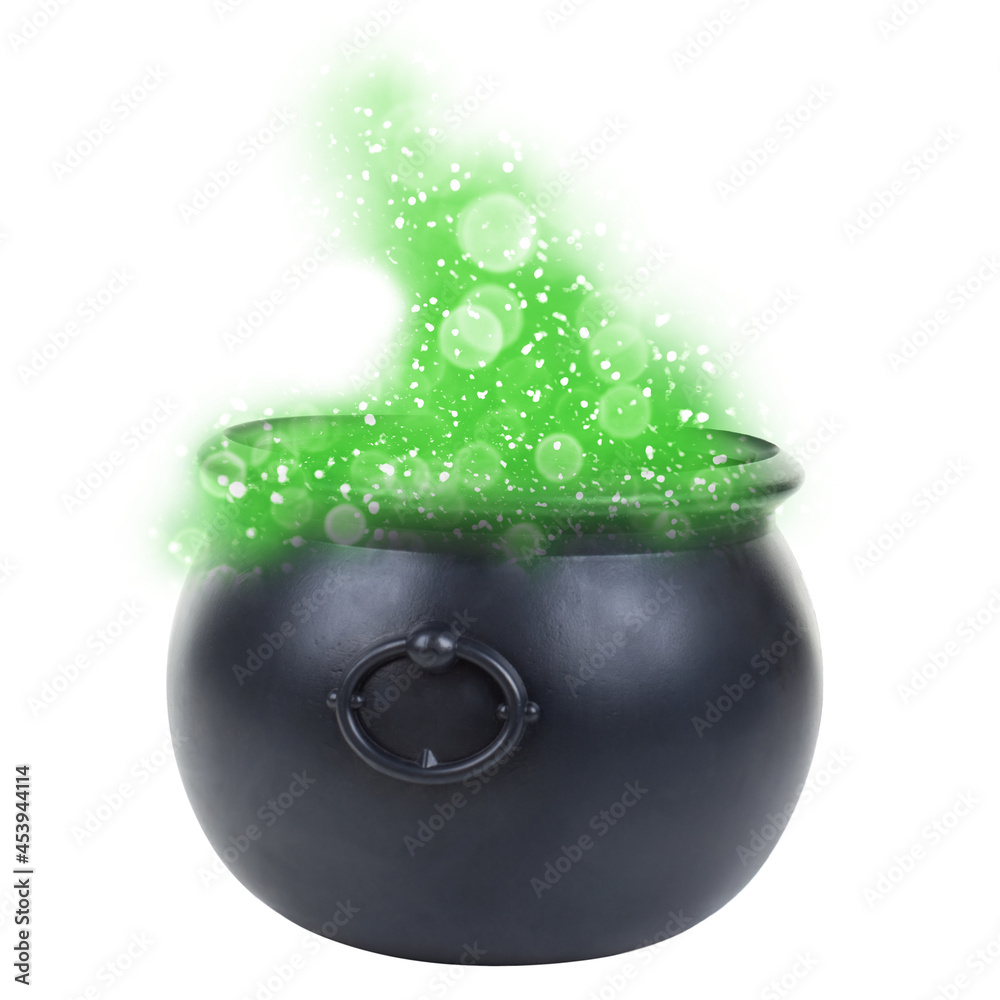 Halloween witch magic spell potion in witches cauldron isolated on ...