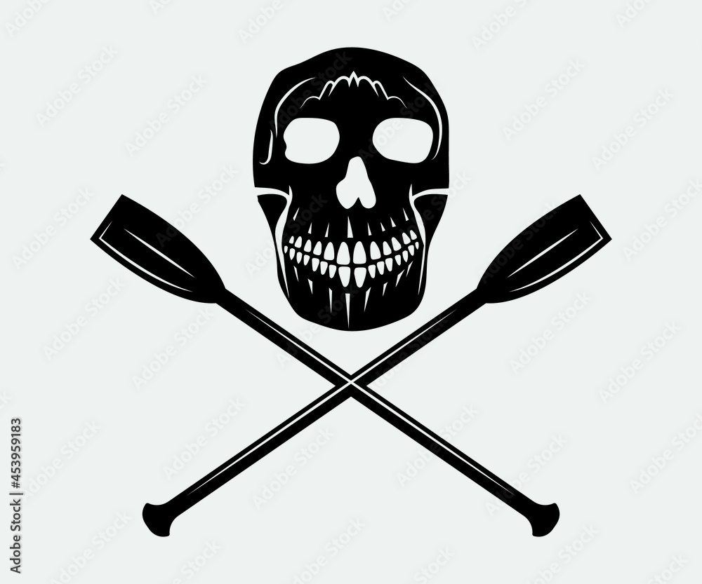 Skull with crossed paddles Printable Vector Illustration. Stock Vector ...