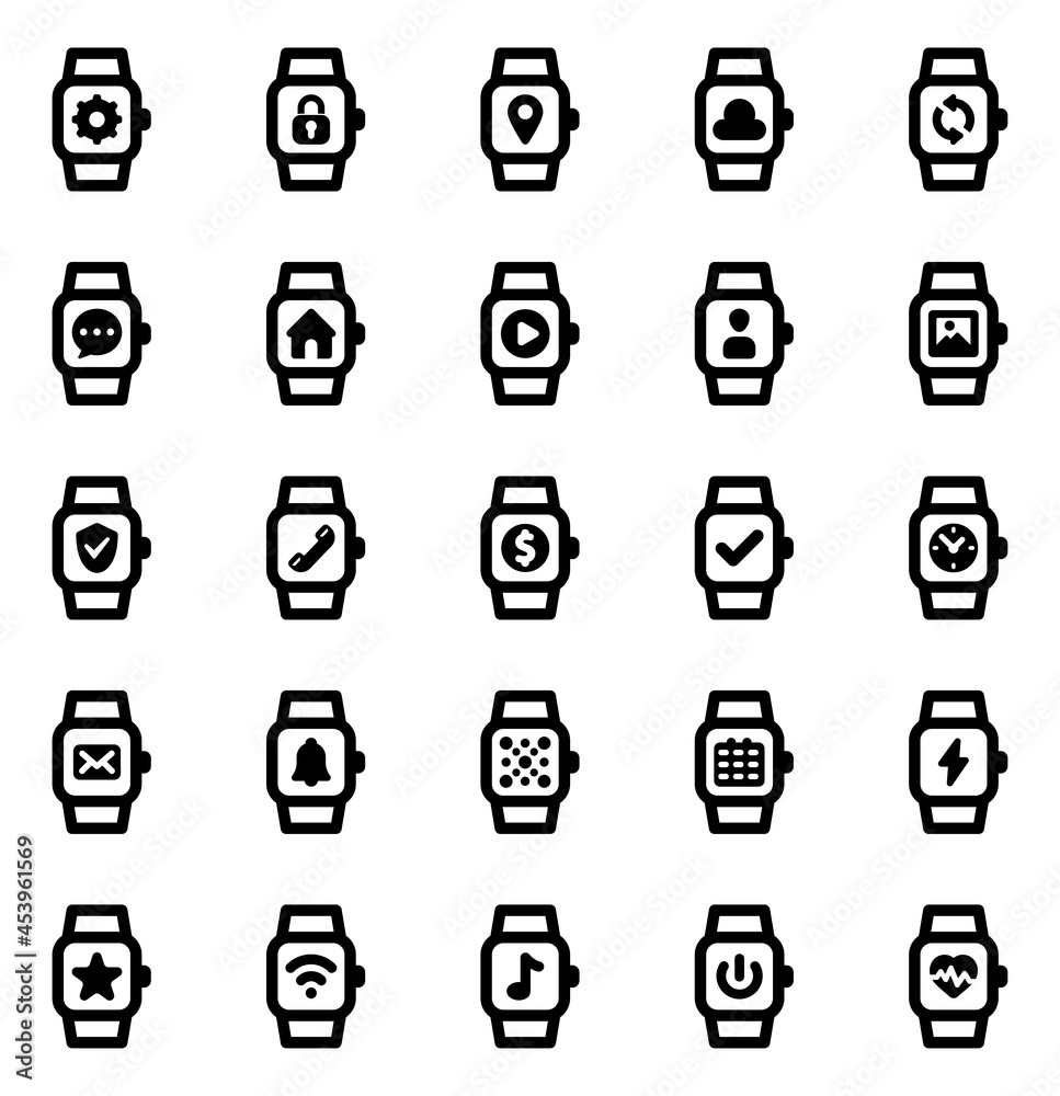 Smart Watch icon set - vector illustration . smartwatch, gadget, device ...