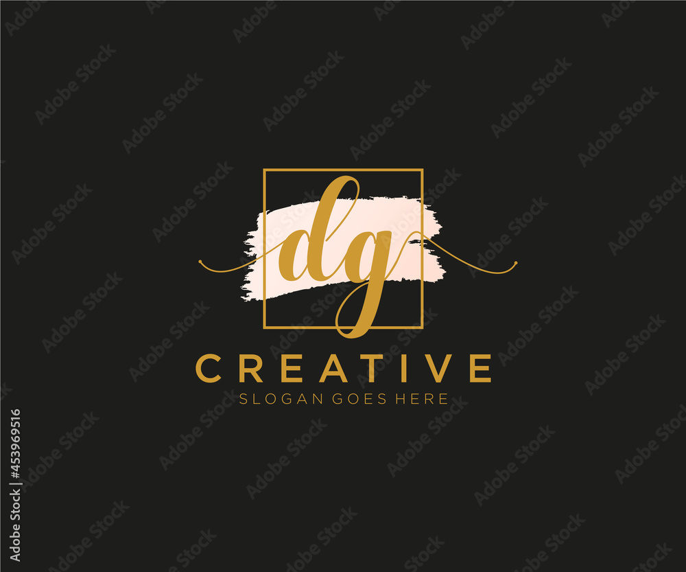 initial DG Feminine logo beauty monogram and elegant logo design ...