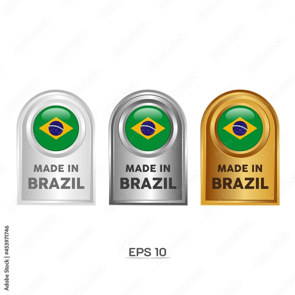Made in Brazil Label, Stamp, Badge, or Logo. With The National Flag of ...