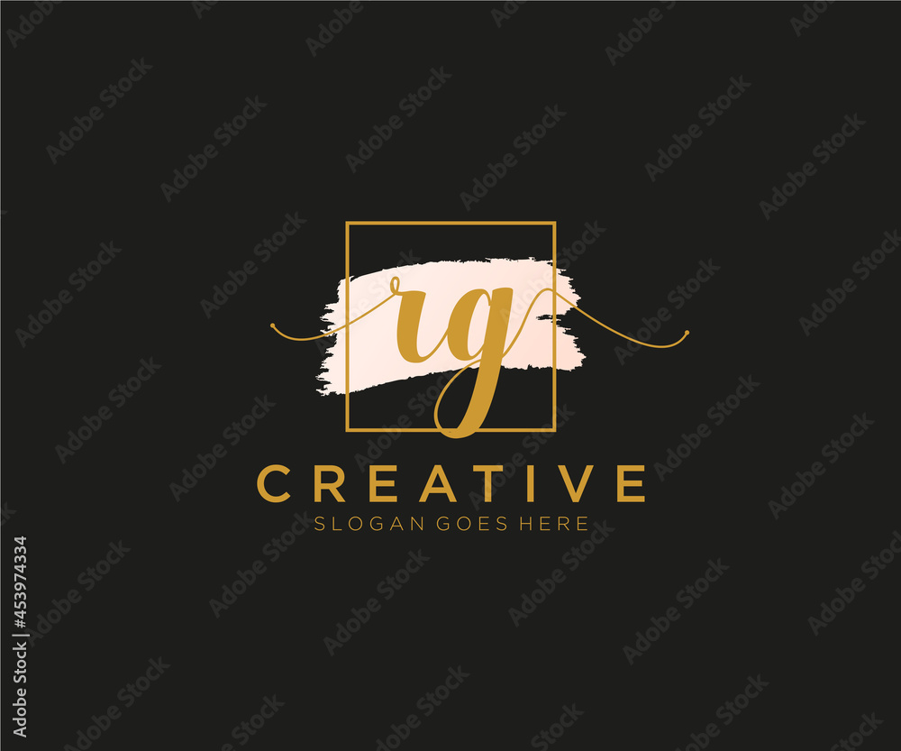 initial RG Feminine logo beauty monogram and elegant logo design ...