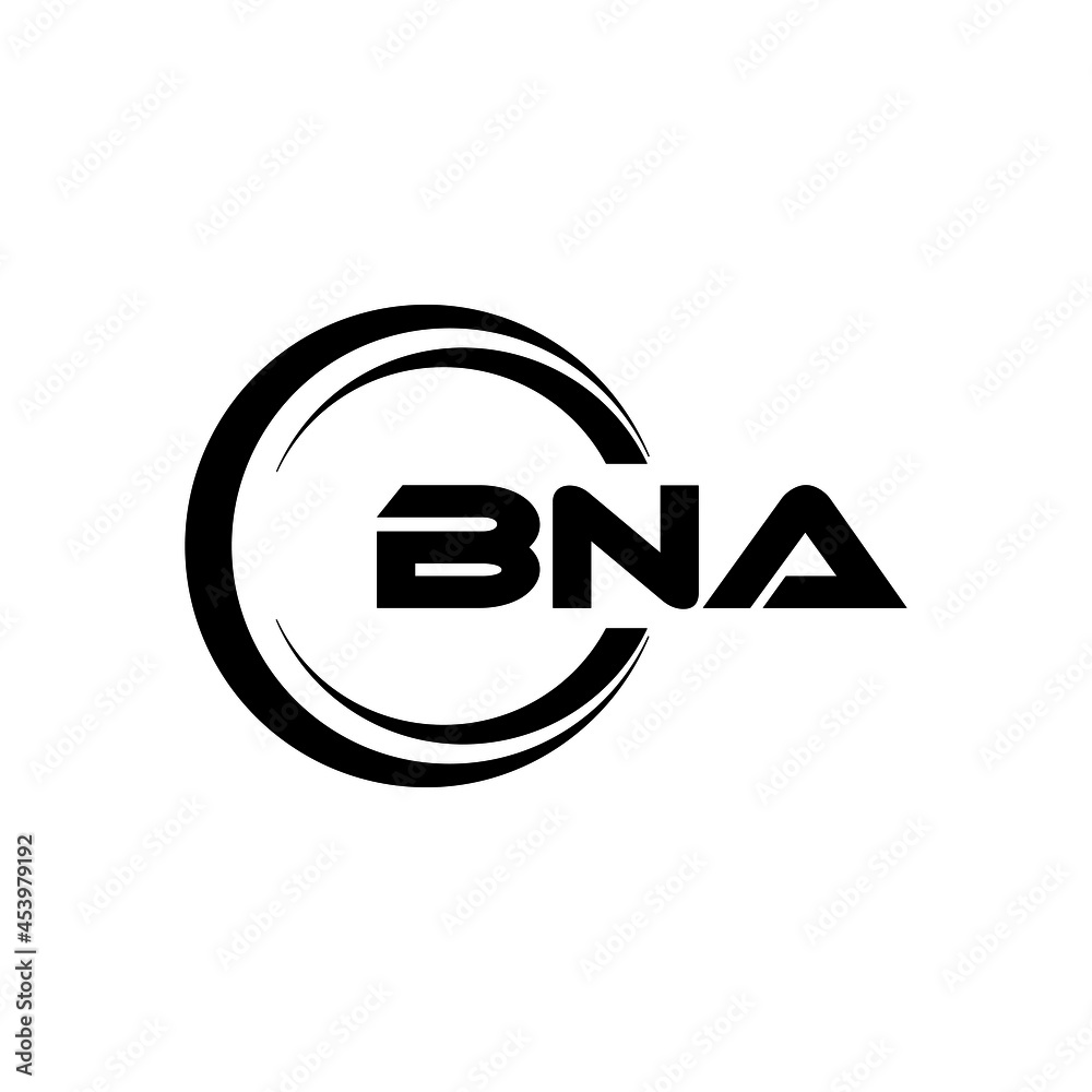 BNA letter logo design with white background in illustrator, vector ...