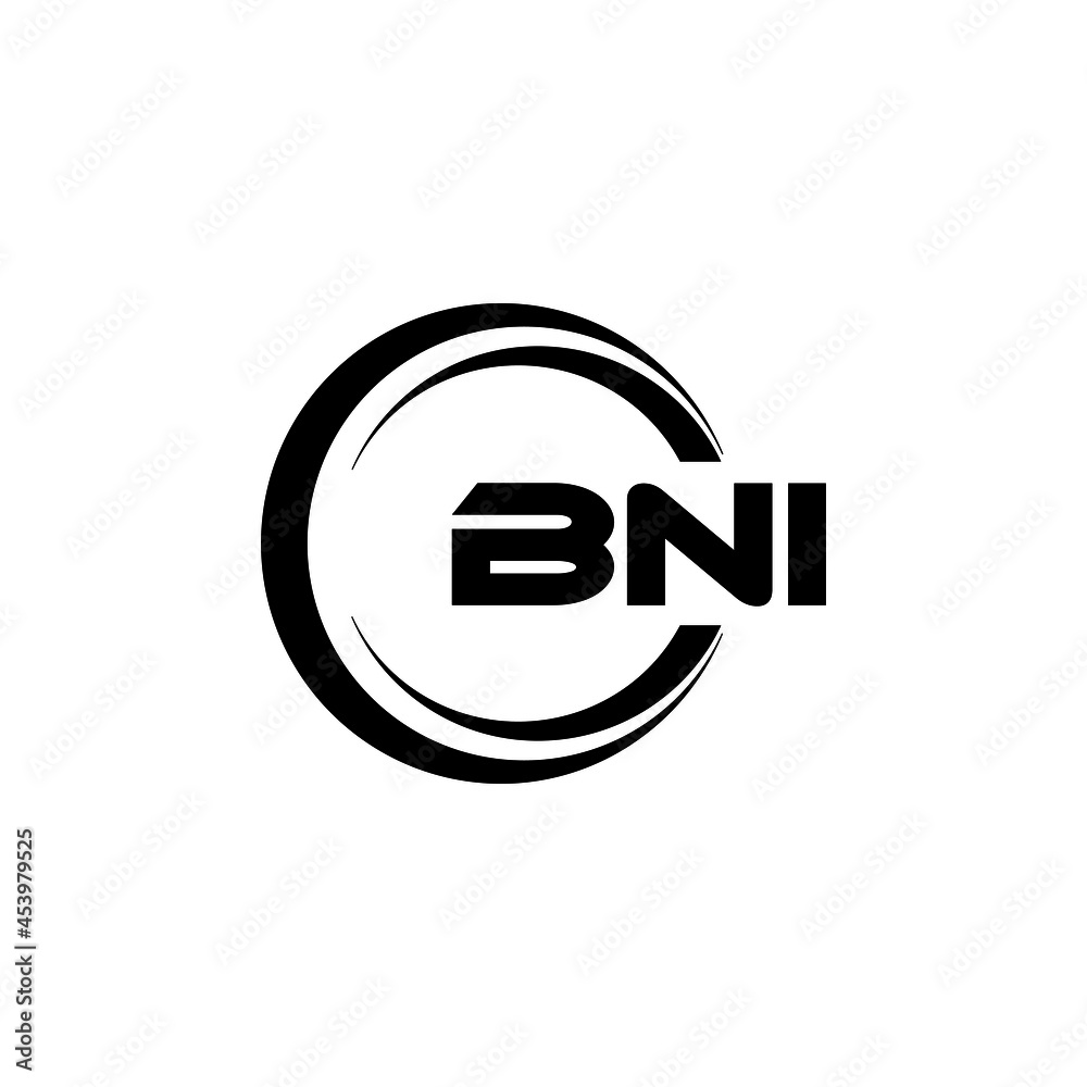 BNI letter logo design with white background in illustrator, vector ...