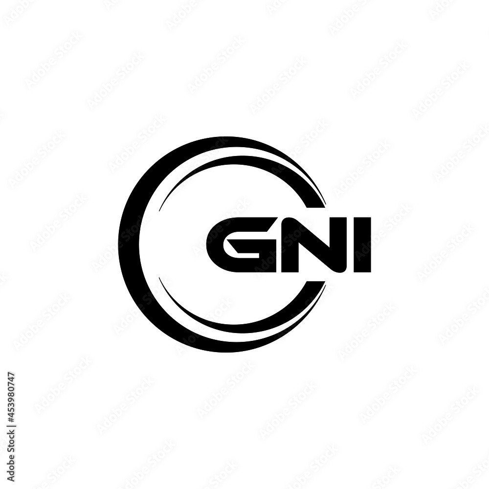 GNI letter logo design with white background in illustrator, vector ...
