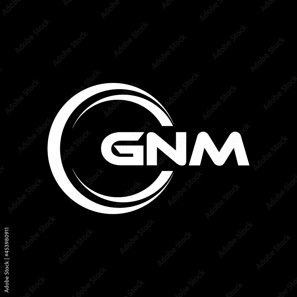 GNM letter logo design with black background in illustrator, vector ...