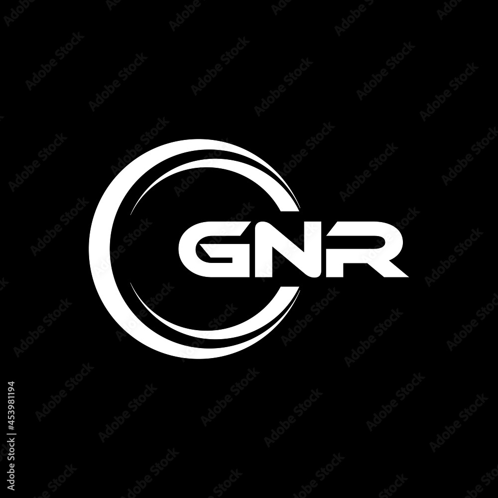 GNR letter logo design with black background in illustrator, vector ...