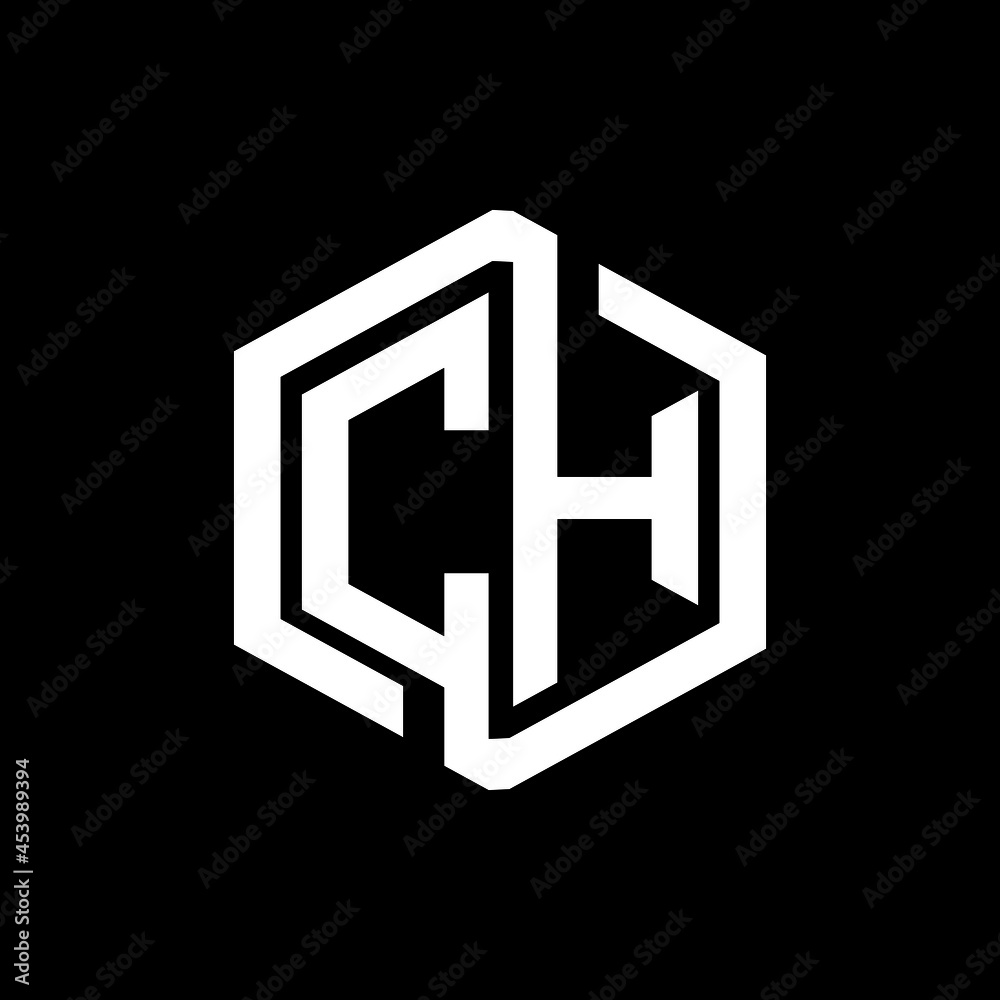 CH letter logo design with black background in illustrator, vector logo ...