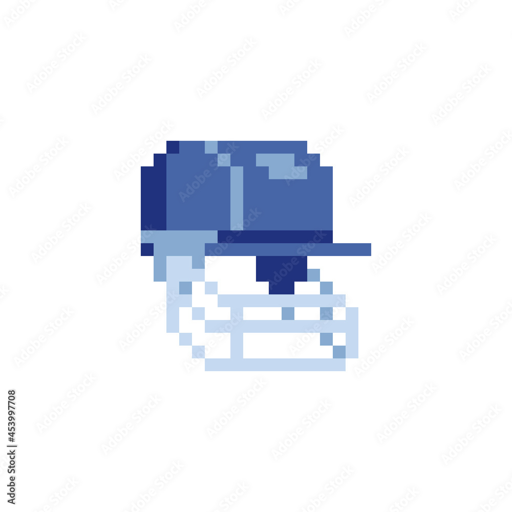 Helmet icon. Pixel art. 80s. Sticker design. Isolated vector ...