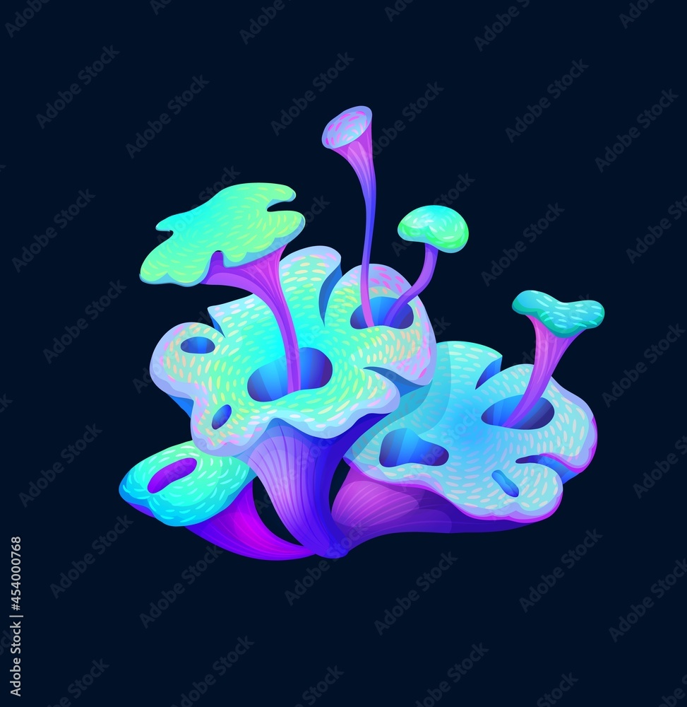 Fantasy magic plump red mushroom, vector fungus with strange cap ...