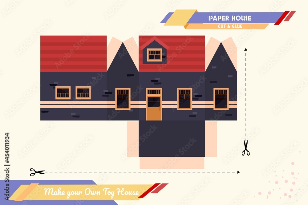 Make your own toy house paper craft vector assembly model suitable for ...