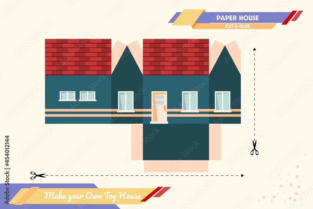 Make your own toy house paper craft vector assembly model suitable for ...