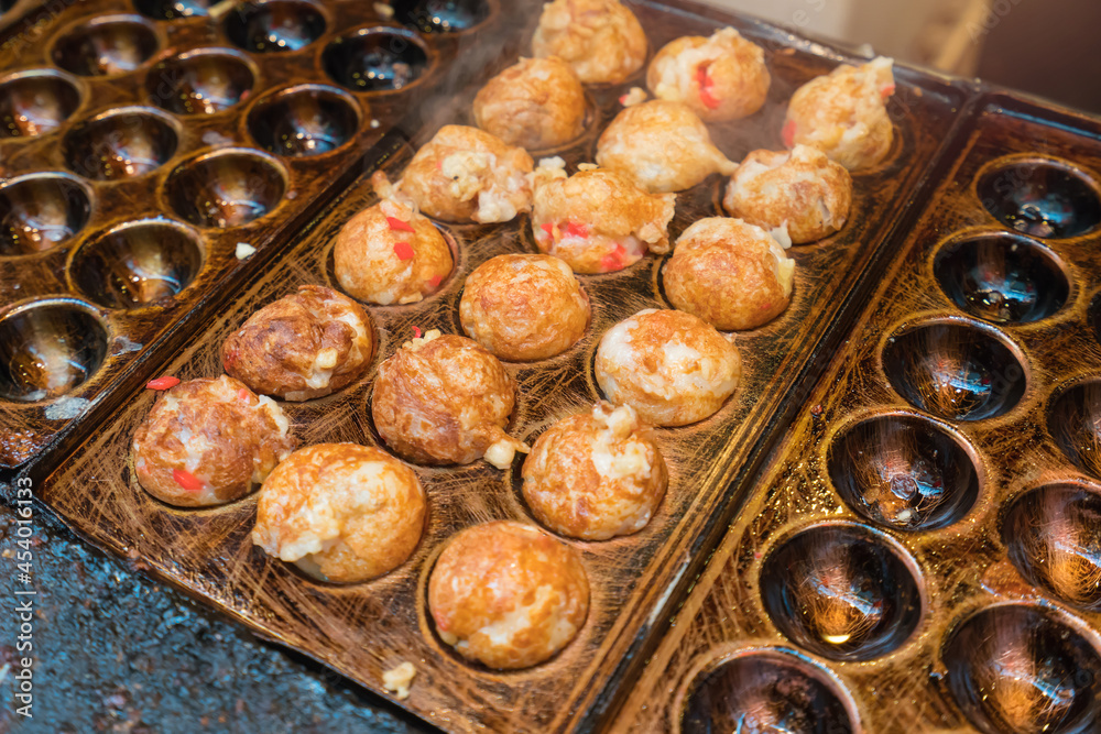 process to cooking Takoyaki most popular delicious snack of japan at ...