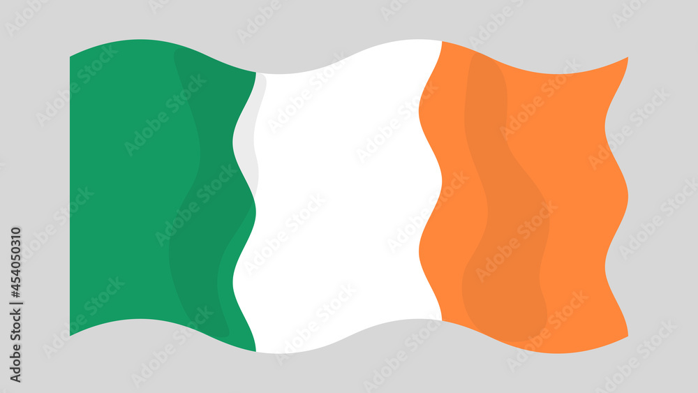 Detailed flat vector illustration of a flying flag of Ireland on a ...