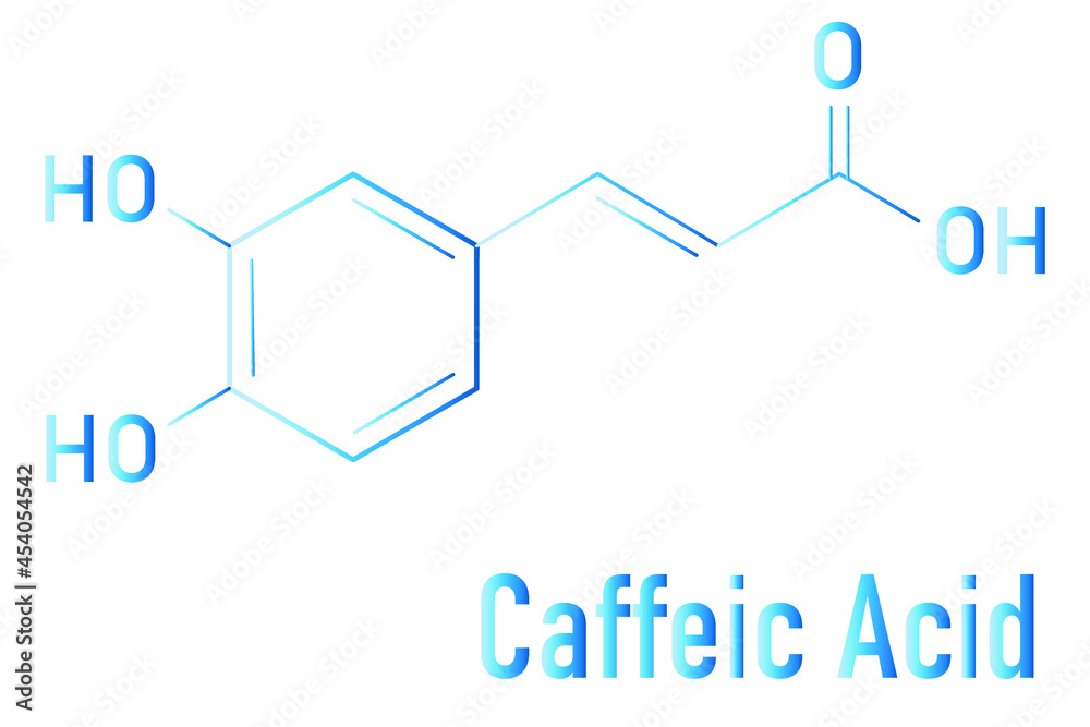 Caffeic acid molecule skeletal formula. Intermediate in the ...