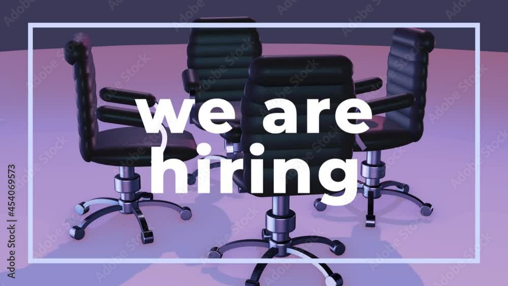 Vacancy and head hunting concept 4k video. 3d motion design with office ...