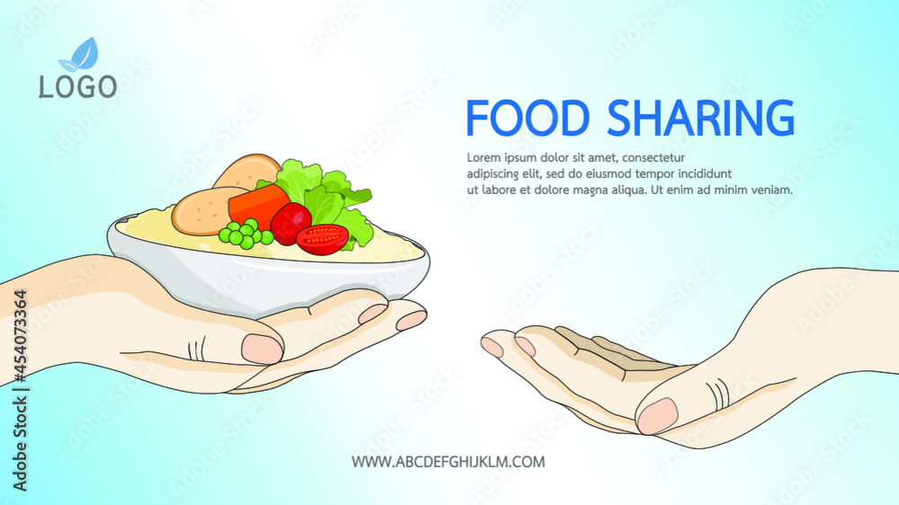 Food sharing charity concept. People donate food giving homeless and ...