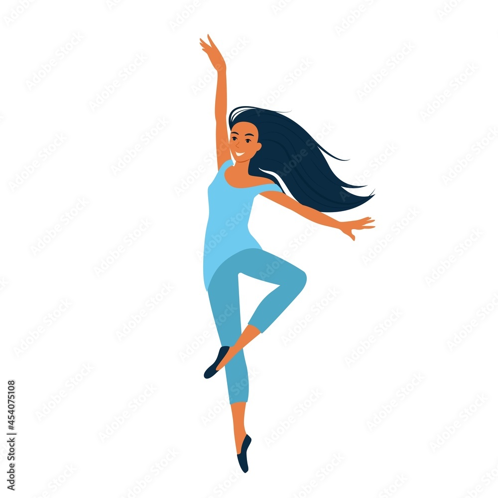 Young girl dancing modern dance, dancer in graceful pose, female ...