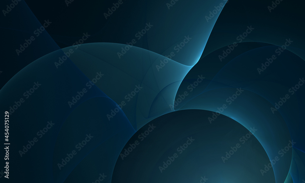 Deep blue 3d wavy digital illustration with tiny glow in dark space ...
