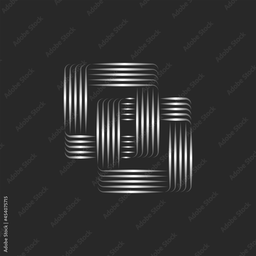 Two squares logo, two linked rectangular chain, linear creative symbol ... Two squares logo, two linked rectangular chain, linear creative symbol ...