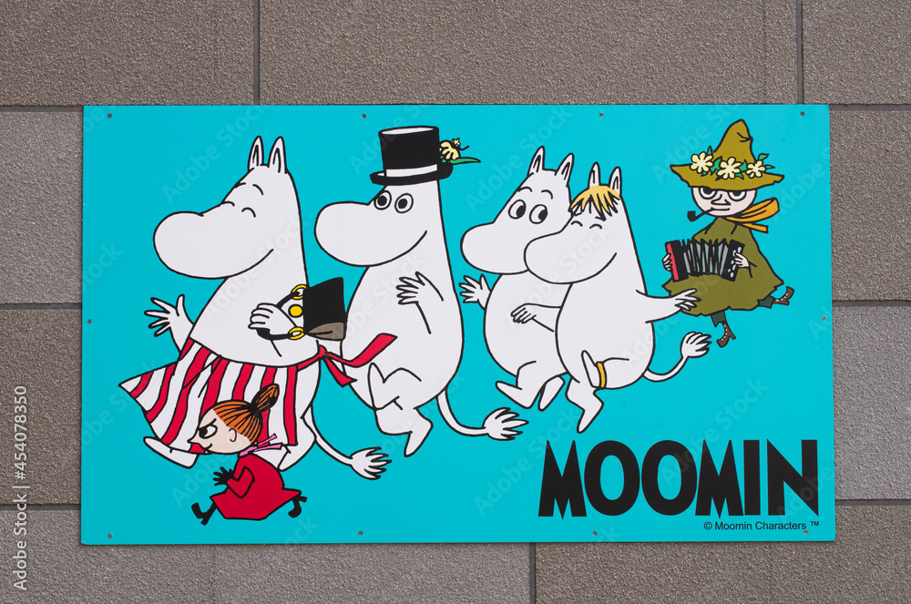 Otaru, Japan - May 19, 2019 - Moomin characters sign posted on the ...