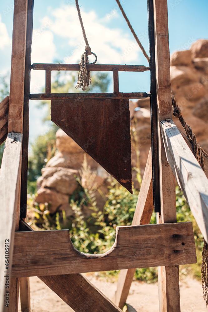 Device for execution by chopping off the head - an old guillotine with ...