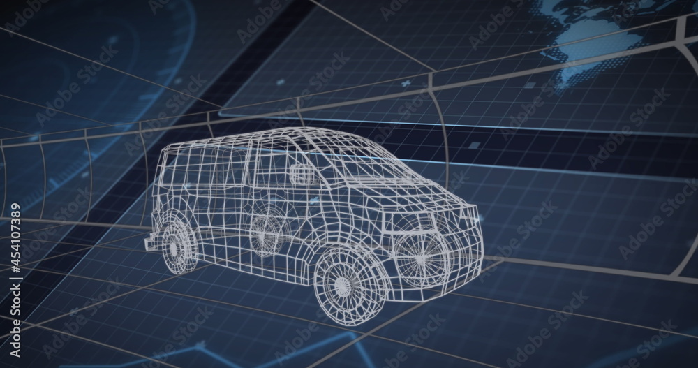 Image of 3d van technical drawing scopes scanning and data processing ...