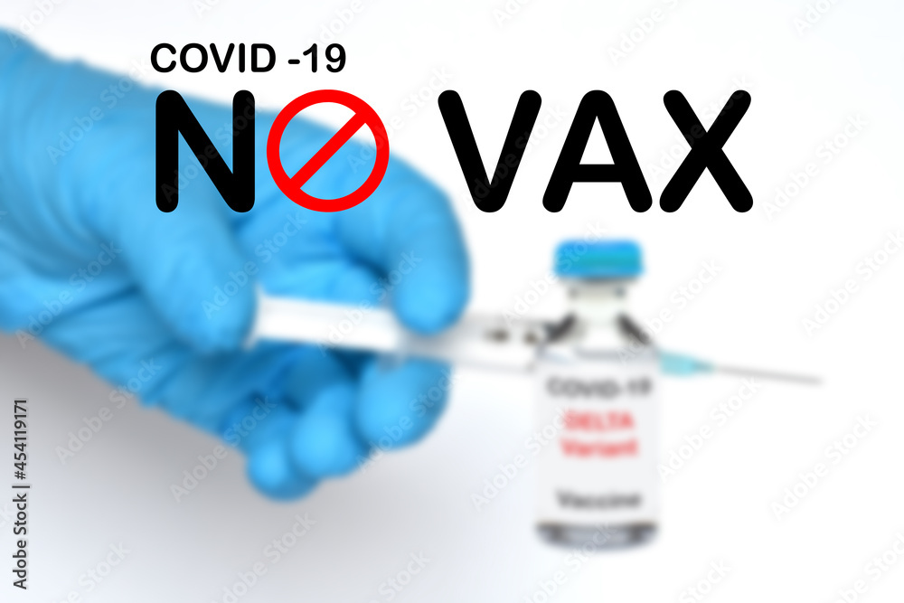 Covid 19 NO VAX logo. No Vax Thinking Concept. Logo of people opposed ...